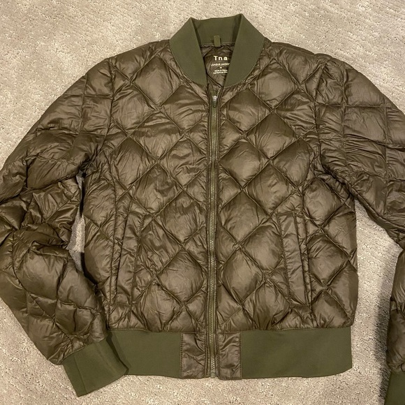 TNA | Jackets & Coats | Aritzia Tna Army Green Quilted Light Bomber ...